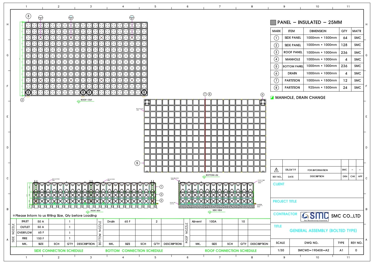 WATER TANK: 12x(10+10)x3.5-840Ton-GRP TANK Drawing