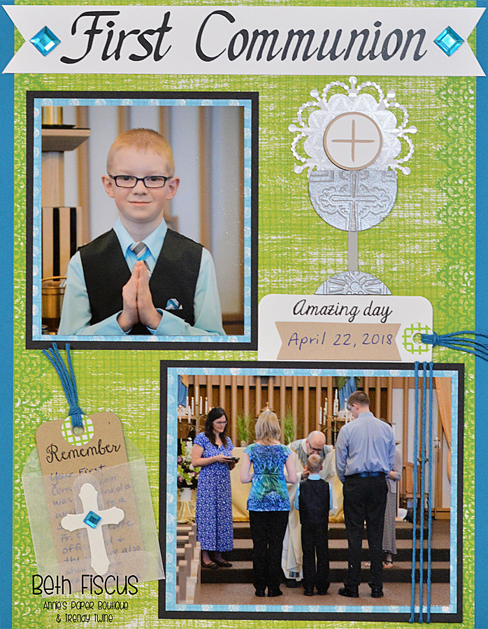 Beth's Beauties: Trendy Bakers Twine ~ First Communion Scrapbook Page