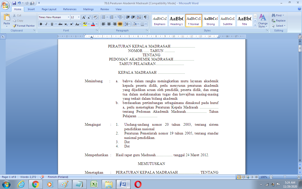 Contoh peraturan akademik SD/MI - antapedia.com