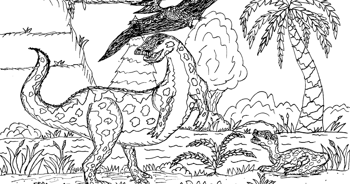 Robin's Great Coloring Pages: Edmontosaurus & Pteranodon