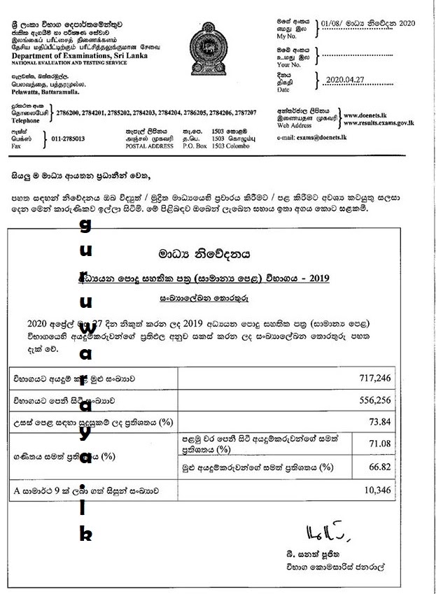 Statistical Report : GCE O/L Exam 2019 - Teacher Statistical Report : GCE O/L Exam 2019 - Teacher