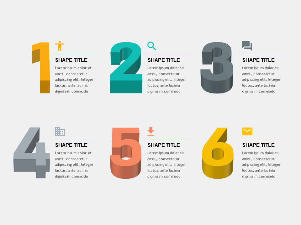 Big 3D Number Items PowerPoint Templates - PowerPoint Free