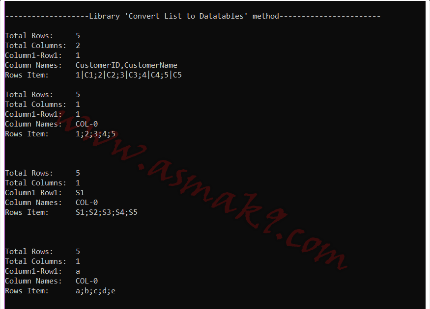 C#.NET: How to convert List to Datatable Data Type - Asma's Blog