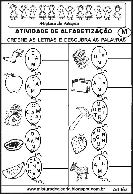 FORMANDO PALAVRAS COM LETRAS MISTURADAS, ALFABETIZAÇÃO PARA IMPRIMIR E ...