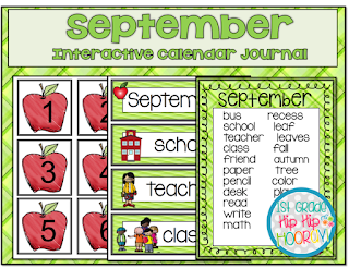 1st Grade Hip Hip Hooray!: September Calendar...Interactive Journal