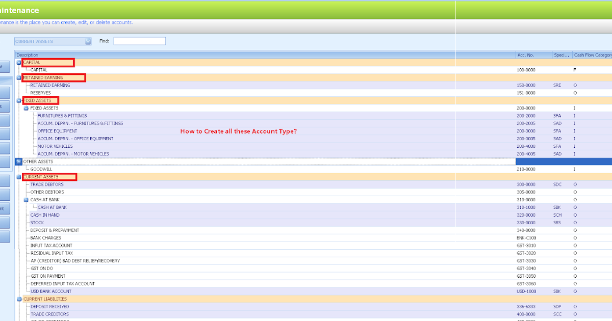 AutoCount实用小贴士: Account Type Maintenance
