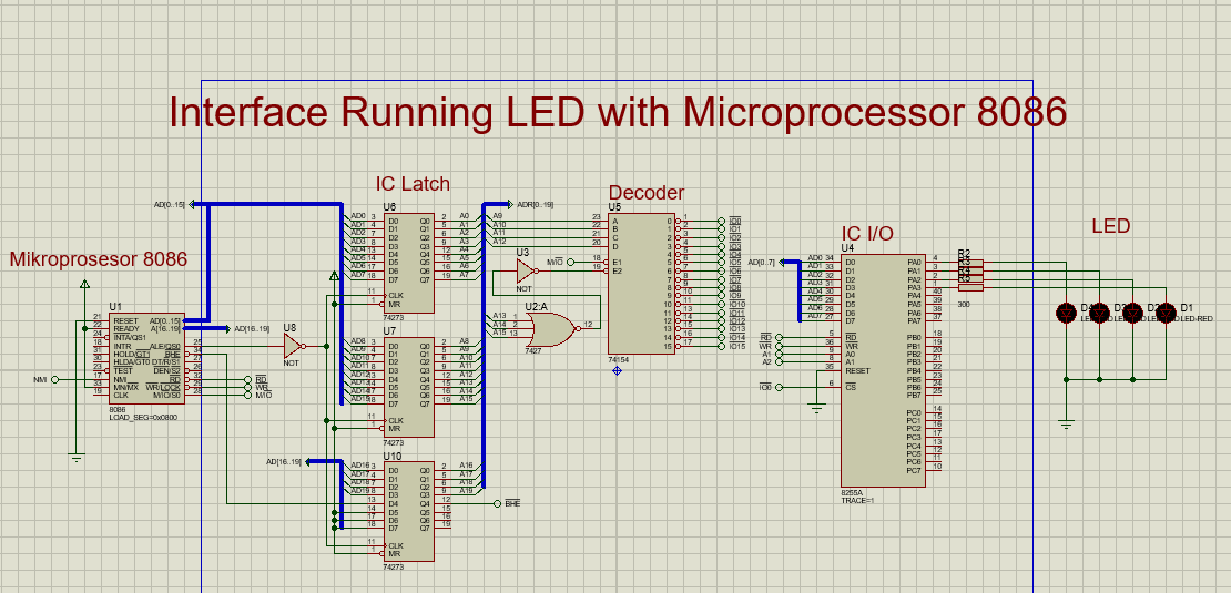 Interface Running LED menggunakan Mikroprosesor 8086 - Ra