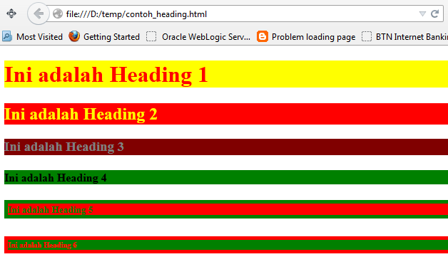 Menggunakan Heading Di Html5 Tutorial Dasar Pemrograman And Database