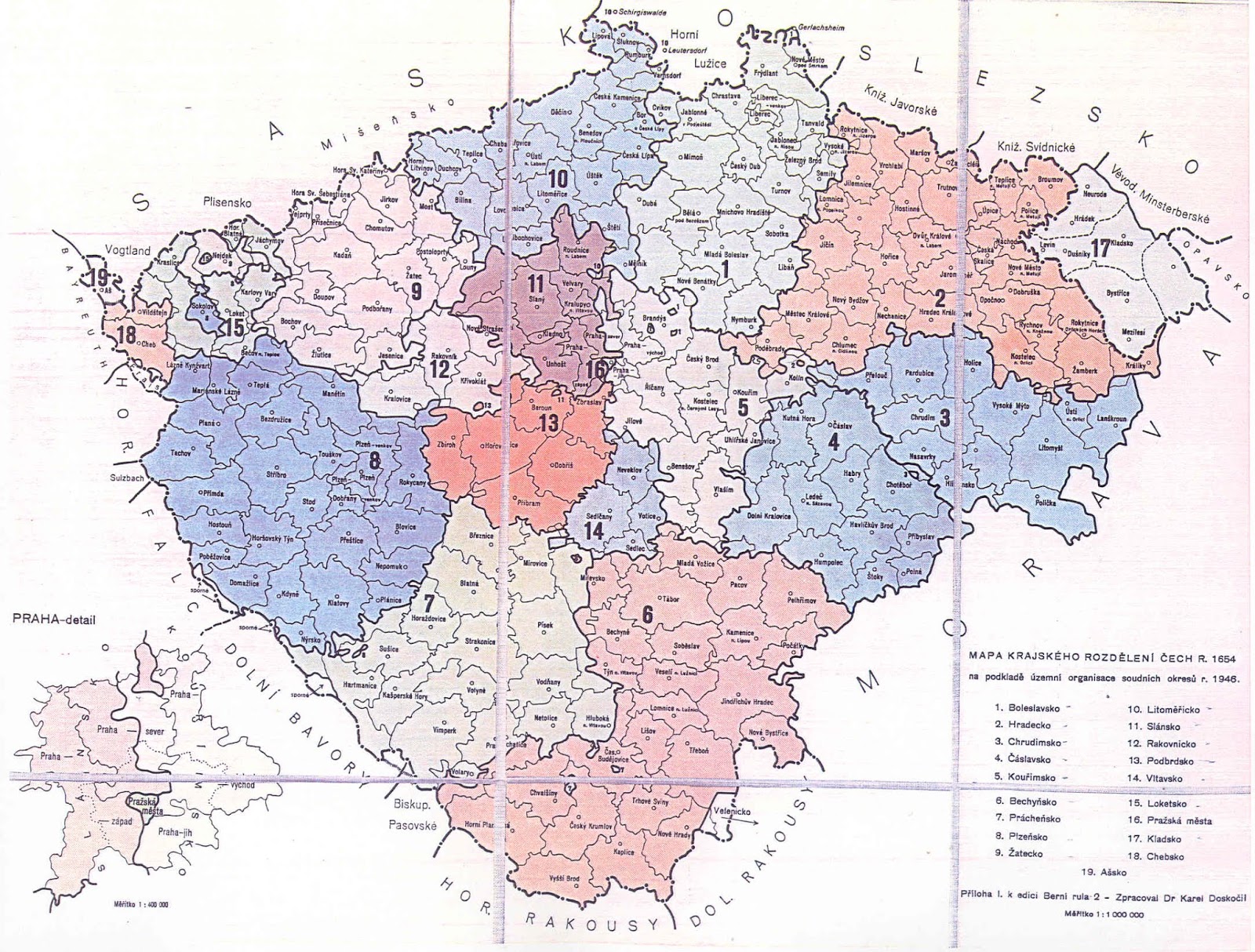 Czech Genealogy blog: Serfs register 1651: A map of the regions