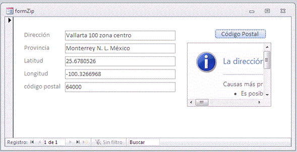 Blog de Access: Códigos postales en Access 2010 de Google maps