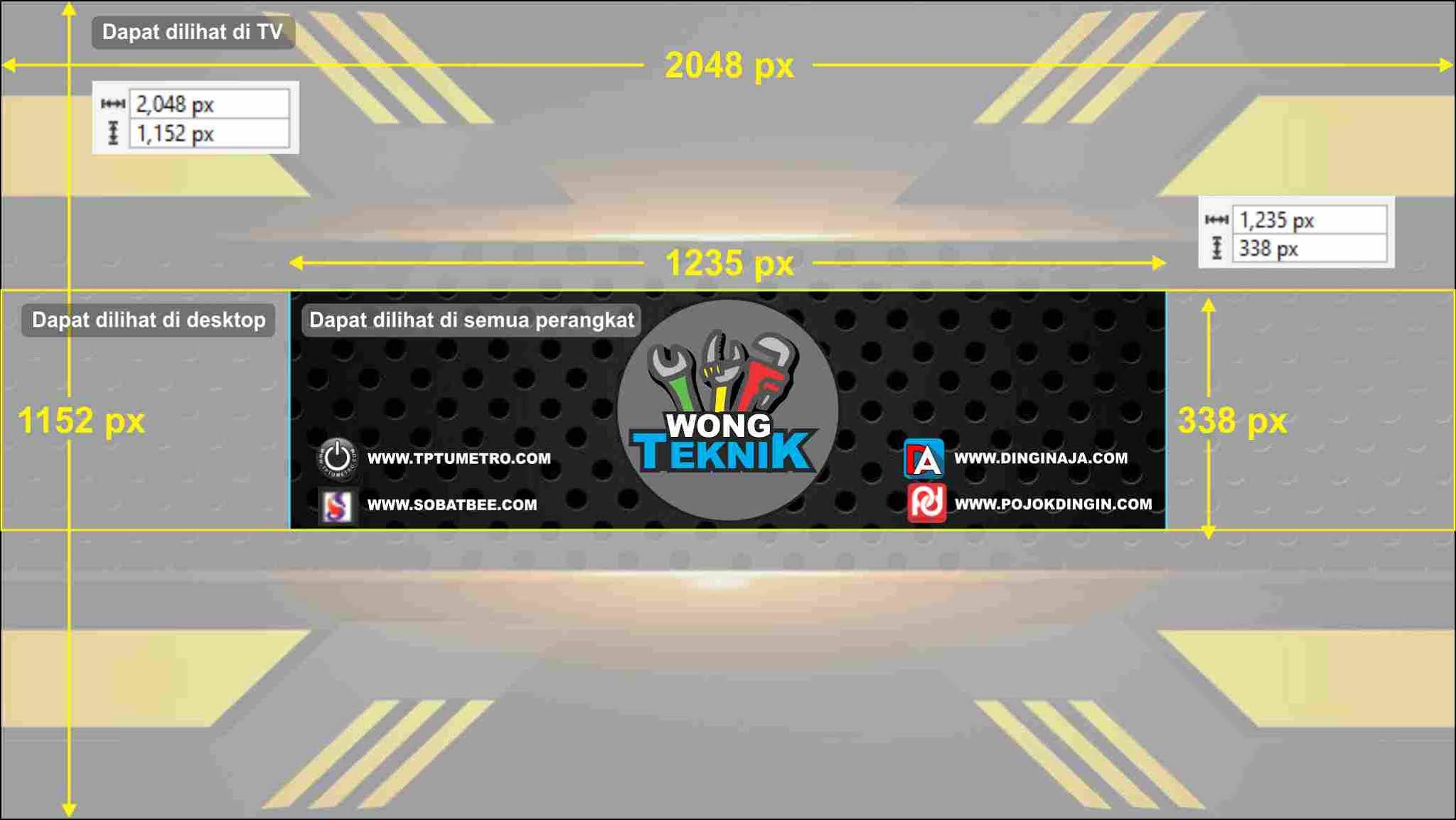 Ukuran Banner Header Chanel YouTube, Pas dan Tidak Terpotong | Dinginaja