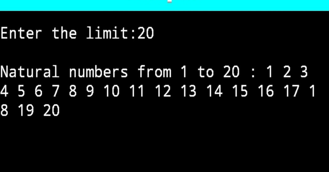 Codeforhunger Learn Coding Easily C Program To Print 1 To N Natural 3317