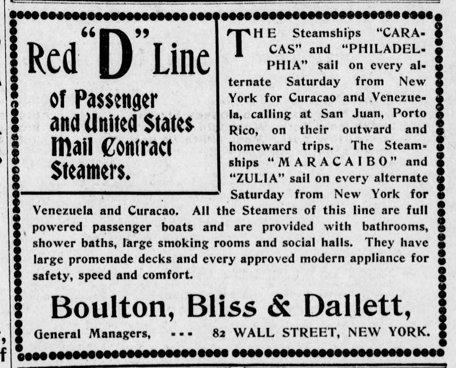 Wanted On Voyage: RED "D" LINE TO THE SPANISH MAIN: U.S.M.S. CARABOBO