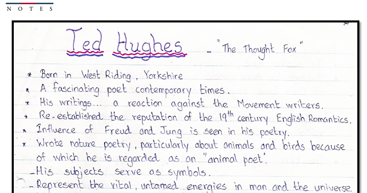 TOPPER'S NOTES: "The Thought Fox" | Ted Hughes | Short Exam Notes