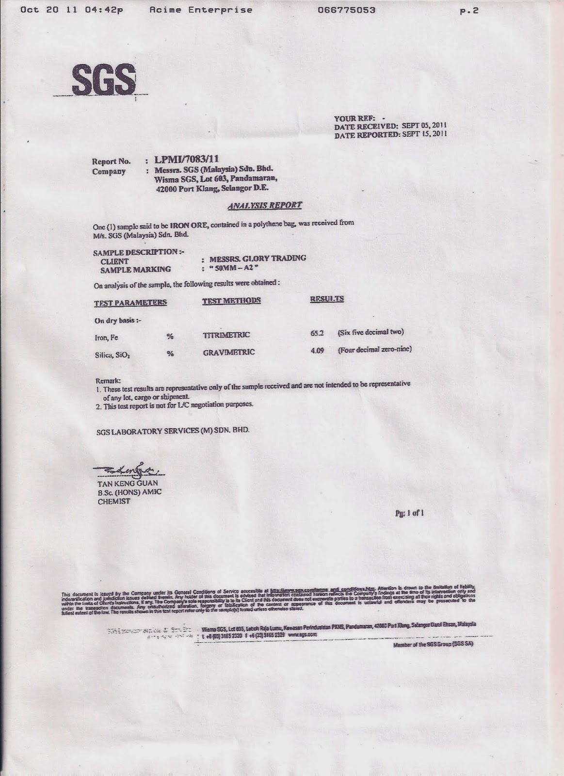 RATYH GLOBAL: SGS- DOCUMENTS