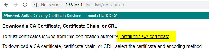 Microsoft Active Directory Certificate Services CA Web Enrollment
