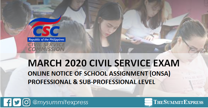 Room assignment ONSA, reminders: March 2020 civil service exam CSE-PPT