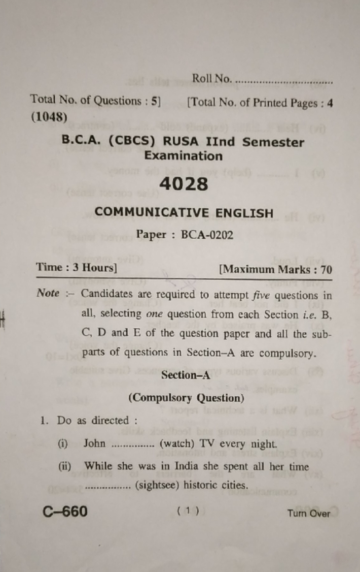 HPU BCA Old Question Papers