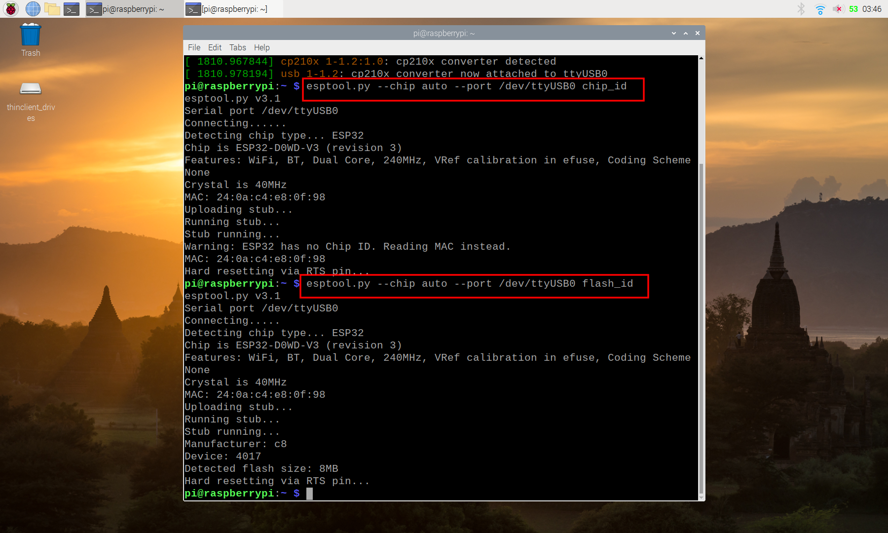 Embedded things: Identify ESP chip and flash using esptool