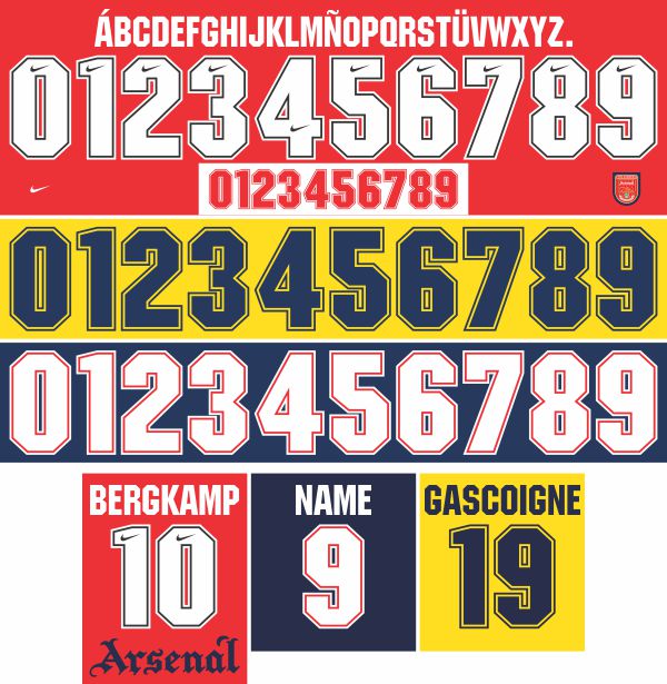 Arsenal 1994-97 font