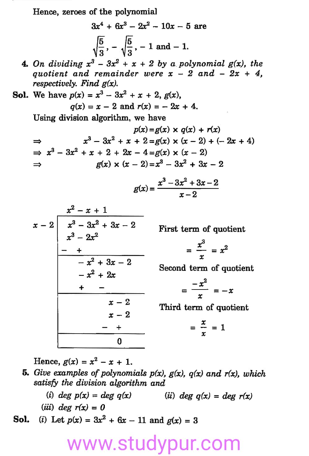 Polynomials class 10 math - Studypur