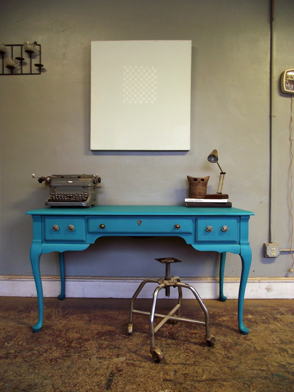 Vintage Ground: Vintage Large Turquoise Desk