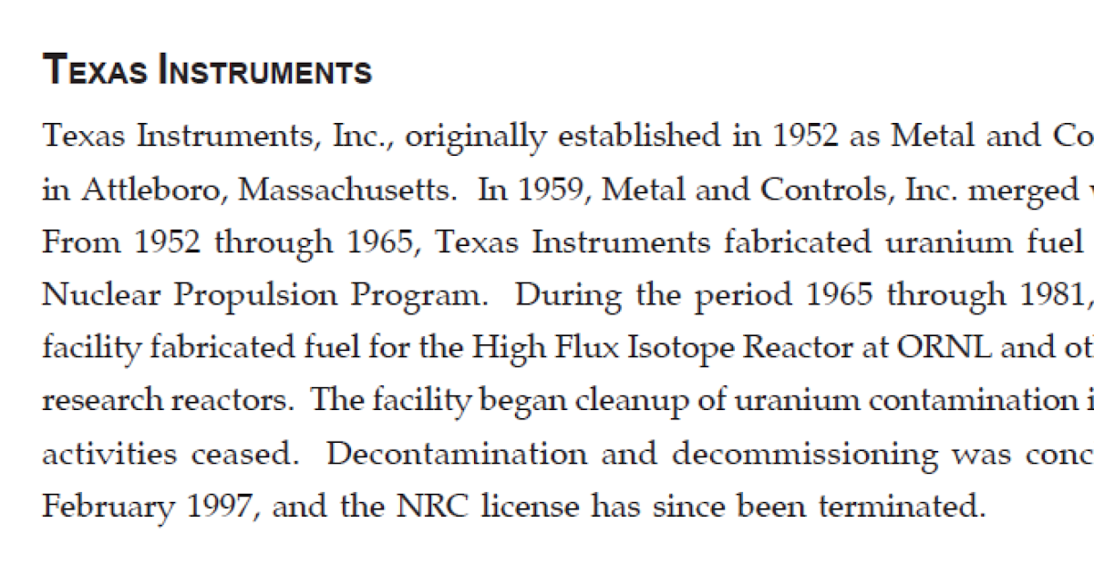 Texas Instruments | Metals & Controls : Texas Instruments Site