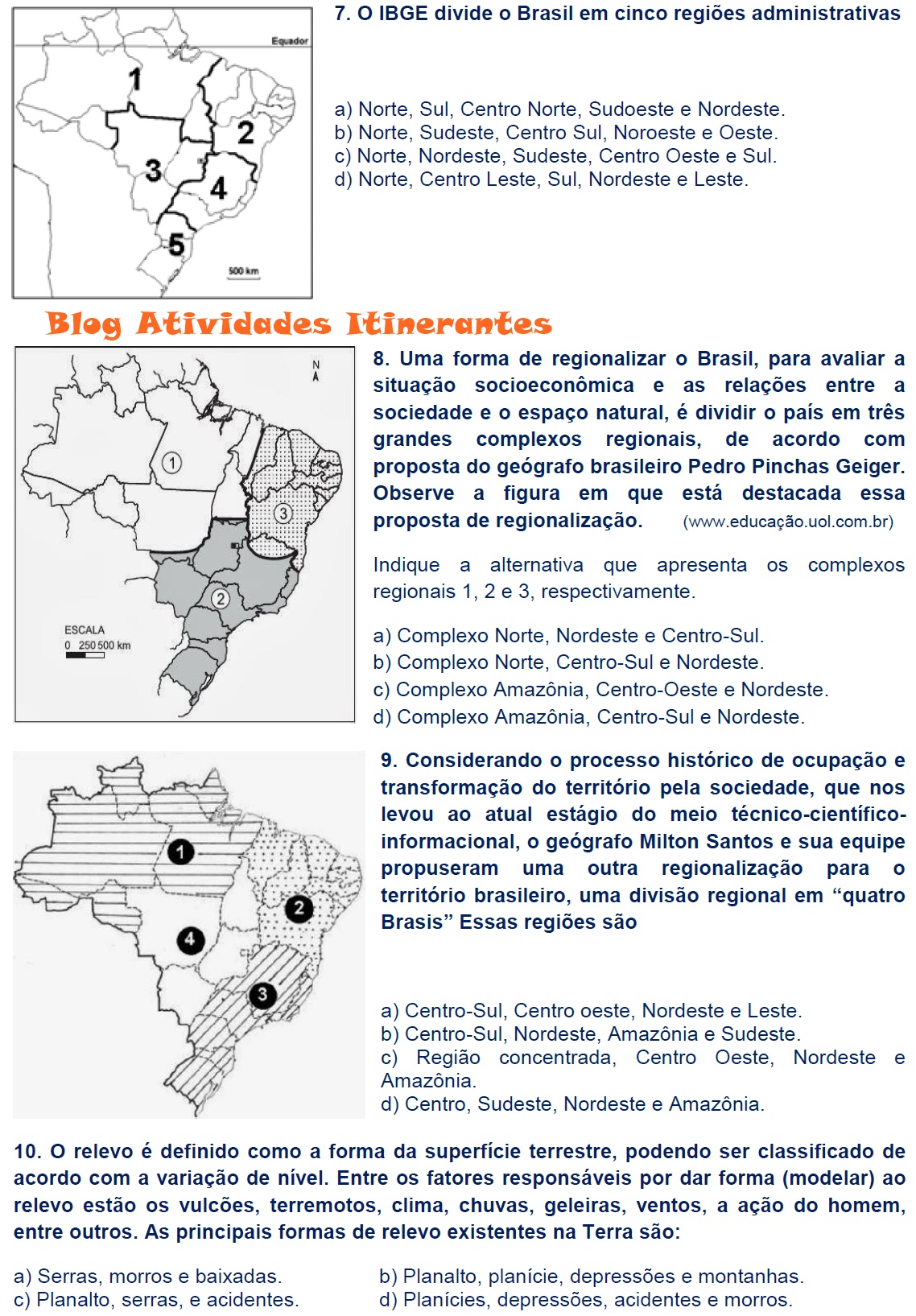 Prova De Geografia 7 Ano 1 Bimestre Com Respostas - BRAINCP Prova De Geografia 7 Ano 1 Bimestre Com Respostas - BRAINCP