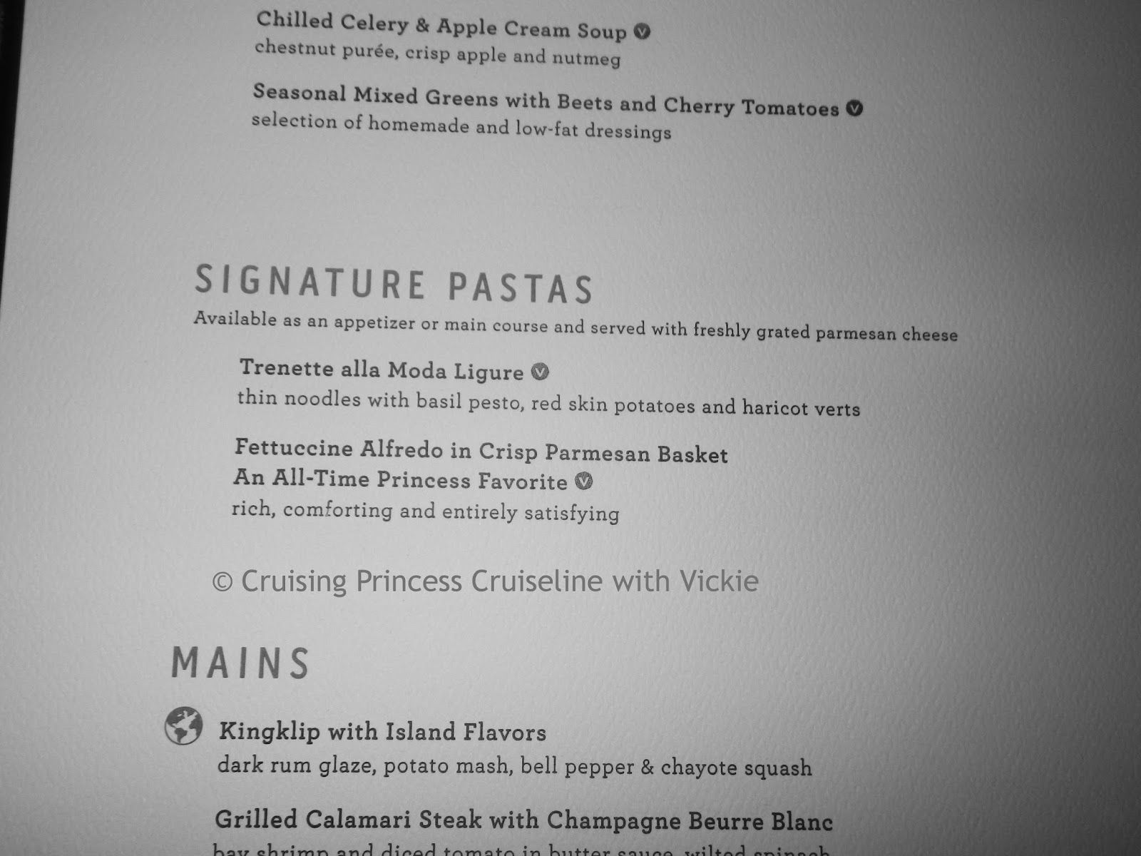 Vickie and Bernie Travel: Menus from the Royal Princess