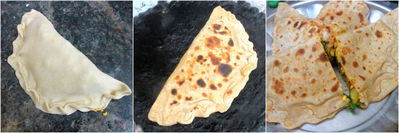 Indian Calzone with Capsicum, Corn and Cottage Cheese