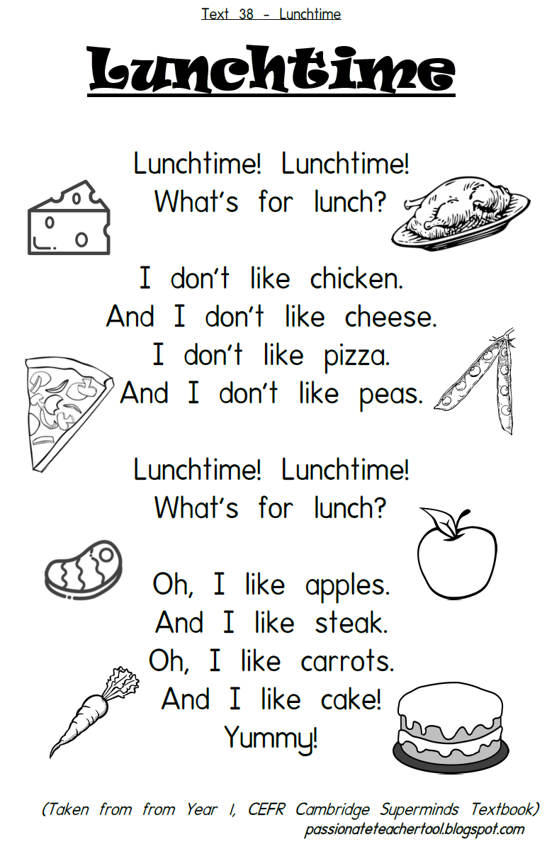 Passionate Teacher Tools: Text 38 - Lunchtime