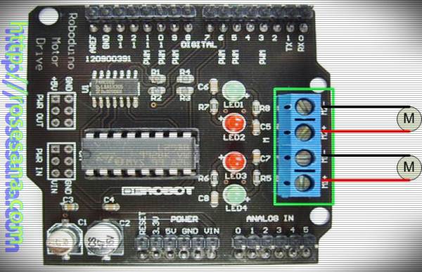 2R Hardware & Electronics: Arduino Motor Shield (with L293 chip / 1 Amp)