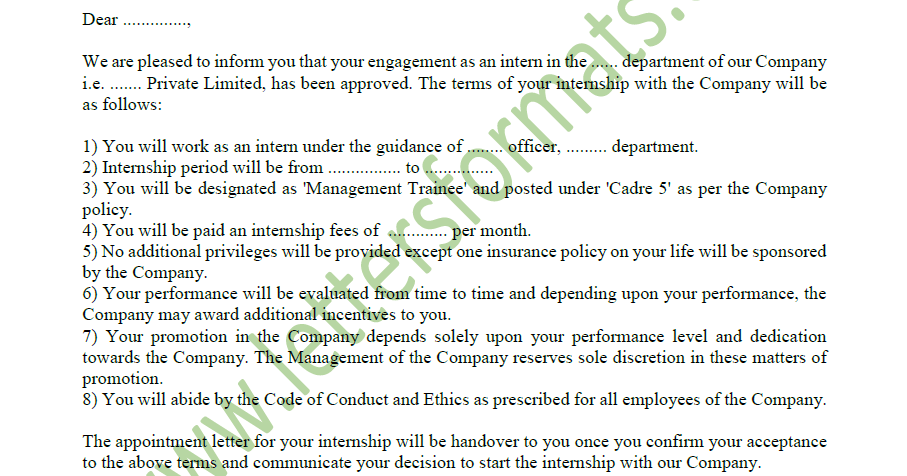 Write Letters Online Internship Confirmation Letter Format From write-letters-online-internship-confirmation-letter-format-from