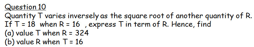 aay TUITION : F5 math Chapter 1 Variation - Q10，Q11 & Q12