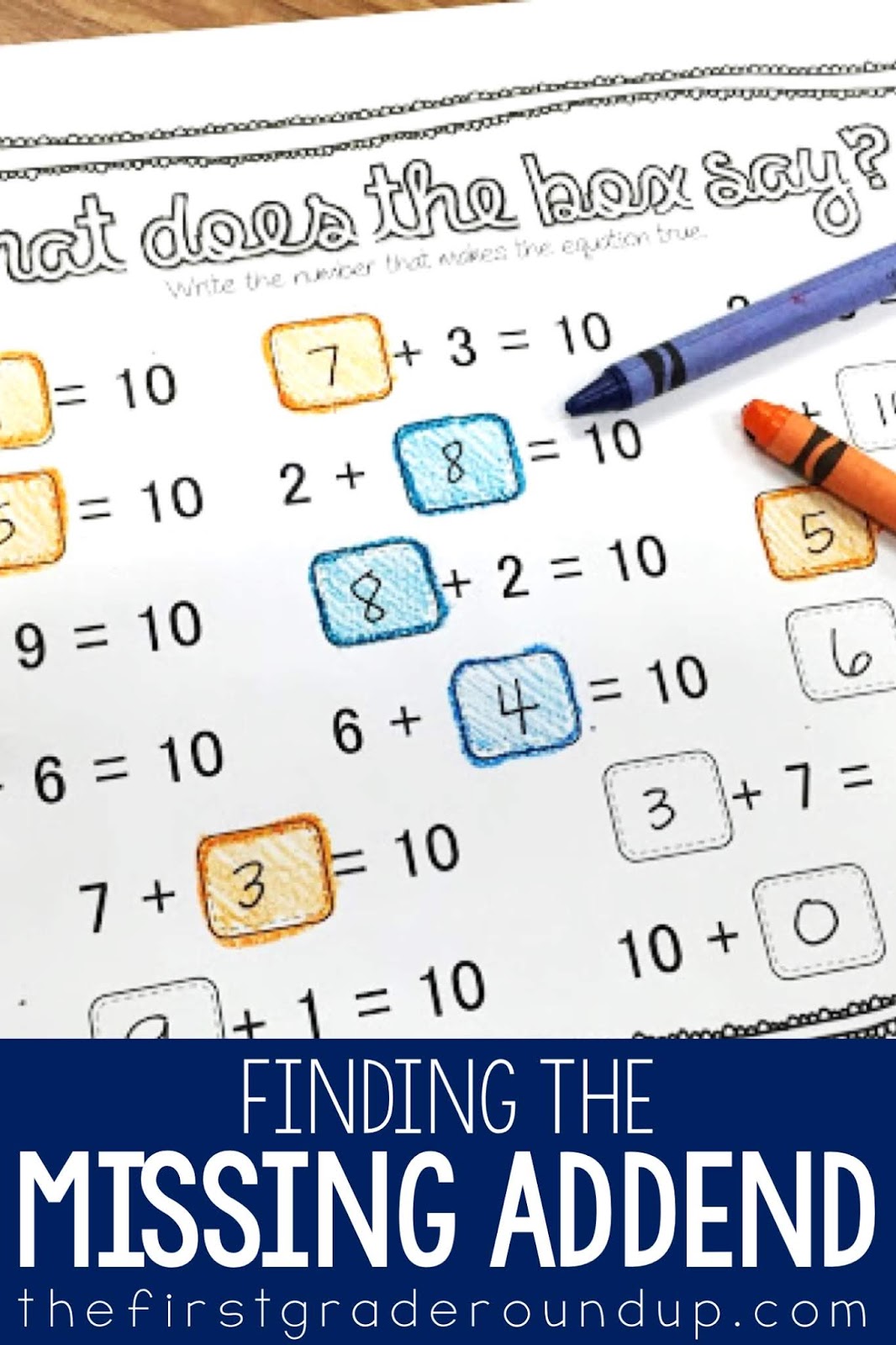 Missing Addend Worksheets & Activities for First Grade - The First ...