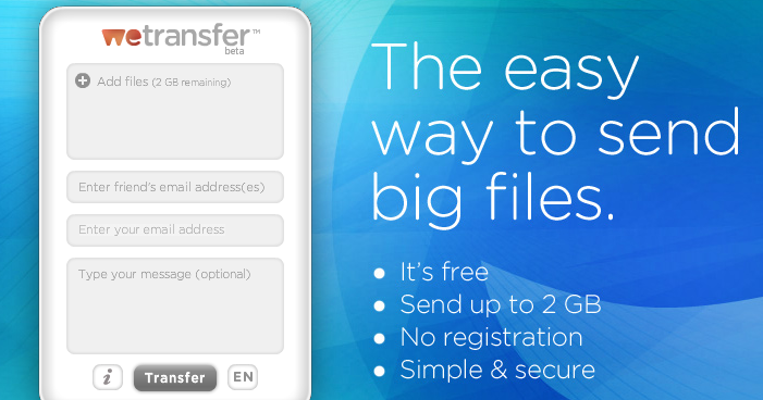 WeTransfer: come inviare file di grandi dimensioni con INTERNET