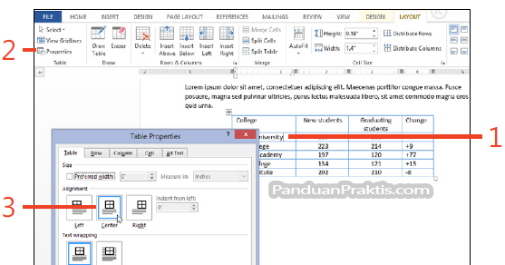 SMK: Cara memilih tabel Alignment: