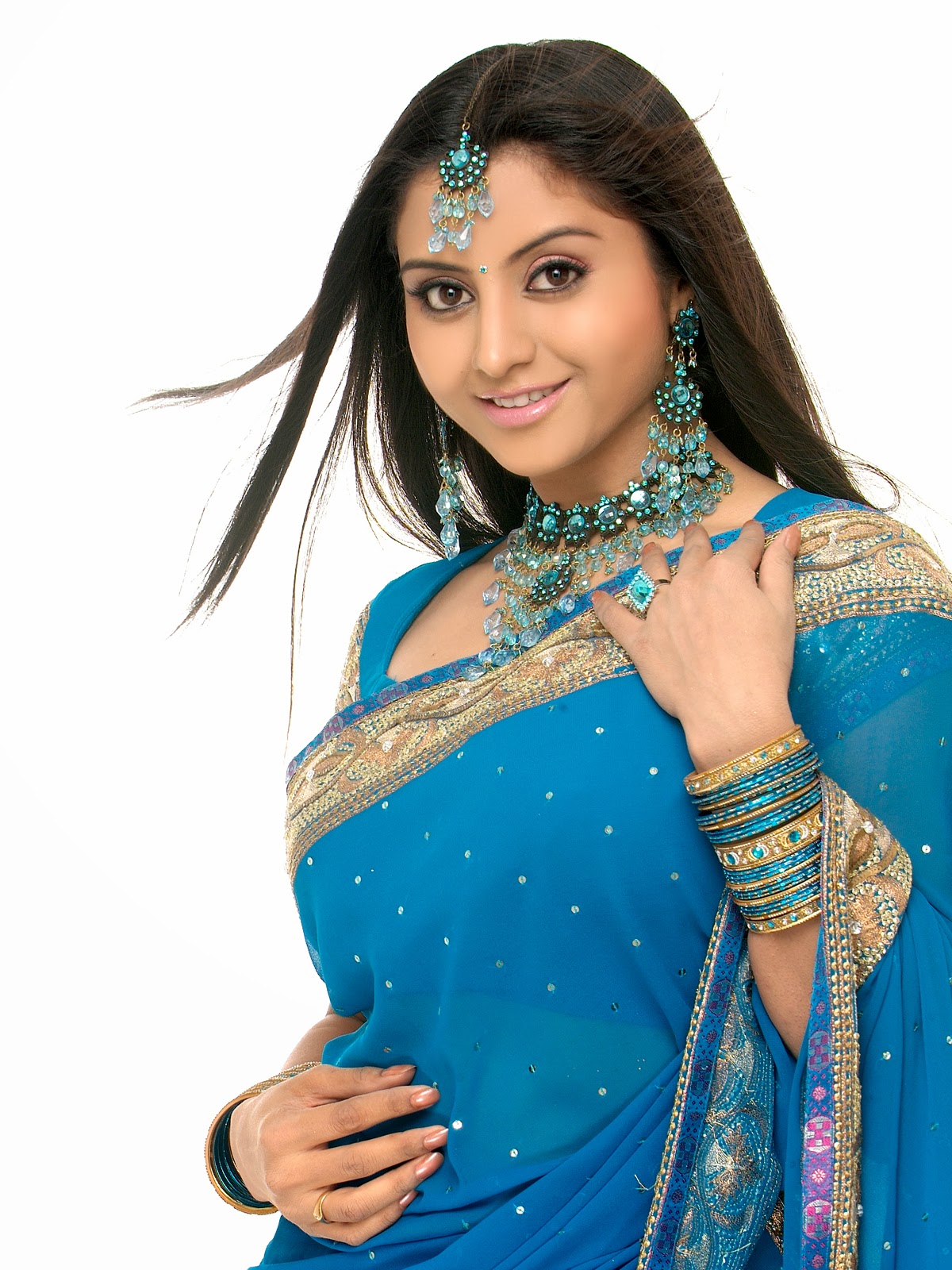 Actress Sunitha Varma Spicy Blue Saree Stills - Cine Gallery