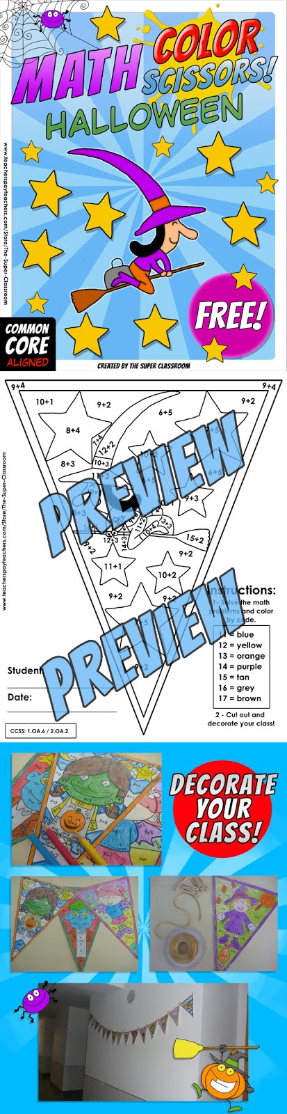 Classroom Freebies Too: Math, Colors, Scissors - 001 - Halloween - FREE ...
