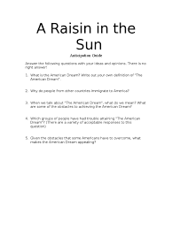essay examples: Raisin In The Sun Essay
