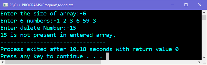 Program in C to delete a given number from given array Program in C to delete a given number from given array