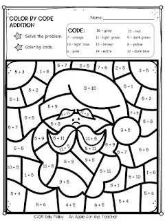 An Apple For The Teacher: Christmas Color By Number Worksheets