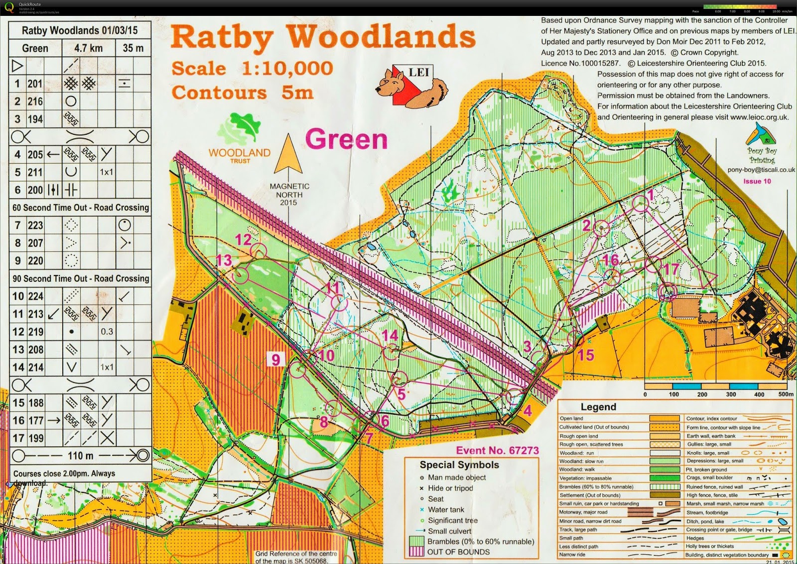 Orientēšanās kartes: Ratby Woodlands (Leicester)