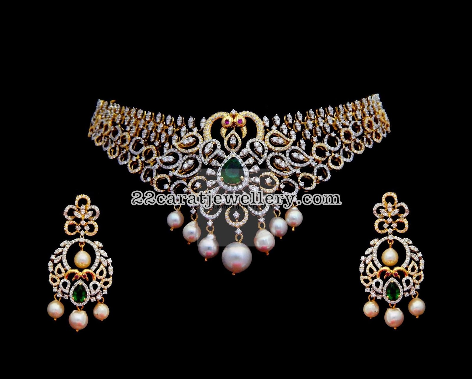 78 Grams Diamond Peacock Necklace - Jewellery Designs