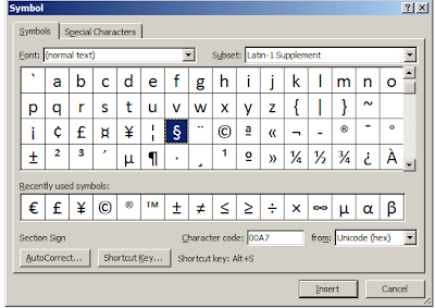 Buckeye Legal Tech: ASSIGN A SHORTCUT KEY TO THE SECTION SYMBOL