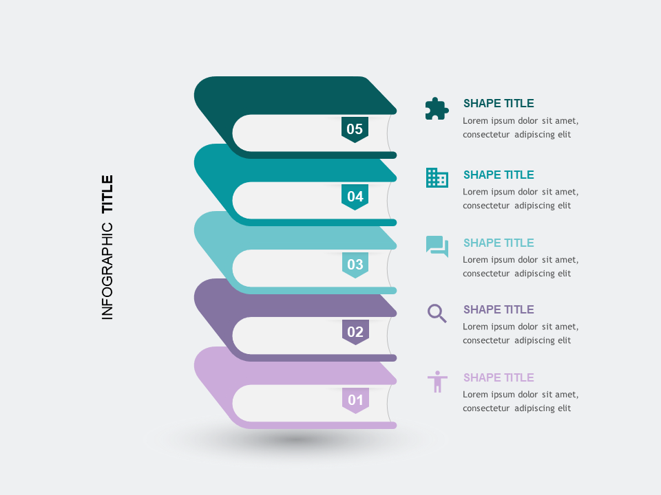 Vertical Book Stack PowerPoint Templates - PowerPoint Free