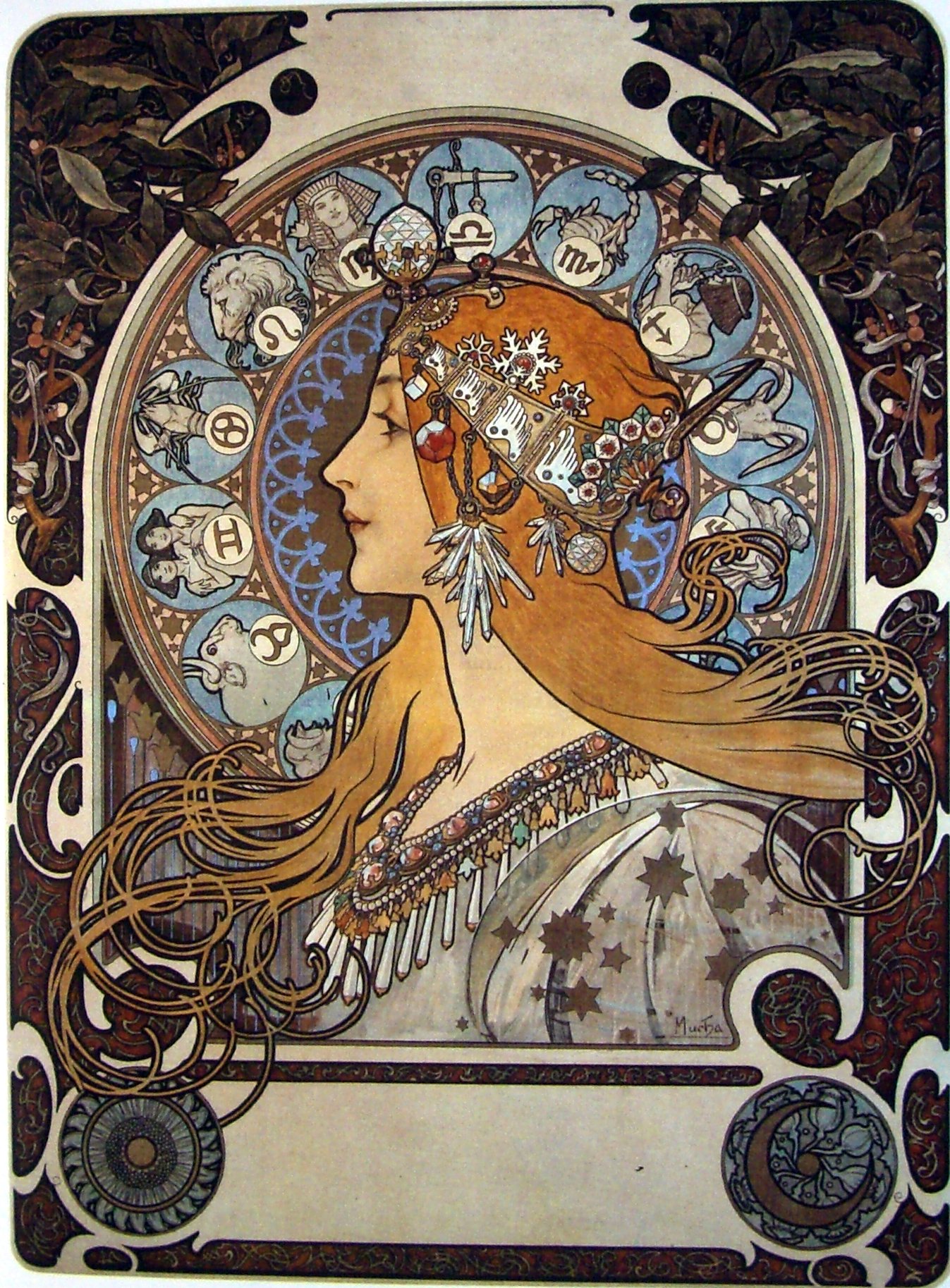 bumble button: Beautiful Public Domain Art Work by Alphonse Mucha.