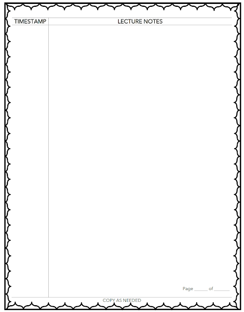 Audio Lecture Notetaking Template | TJ Homeschooling