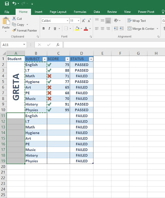 How to create a student result sheet in Excel