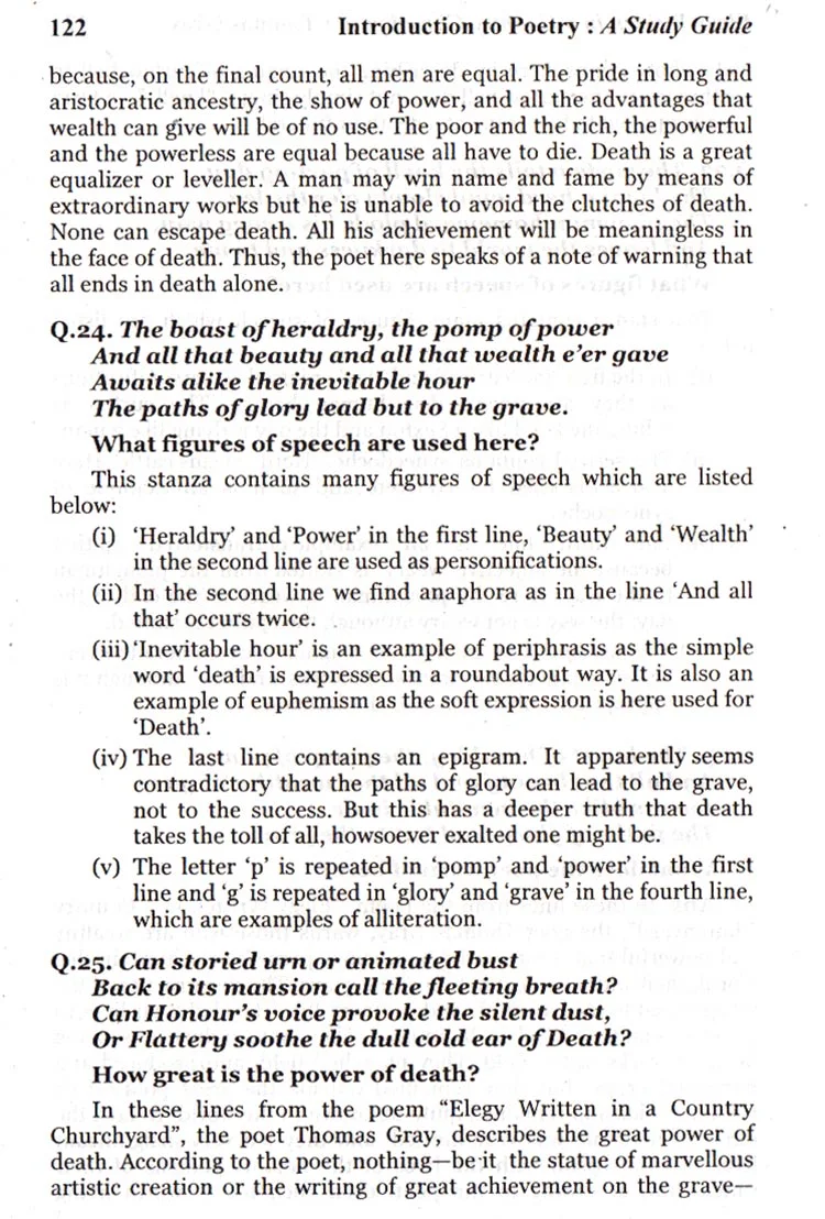 Short Questions with Answers (Elegy written in a country churchyard ...